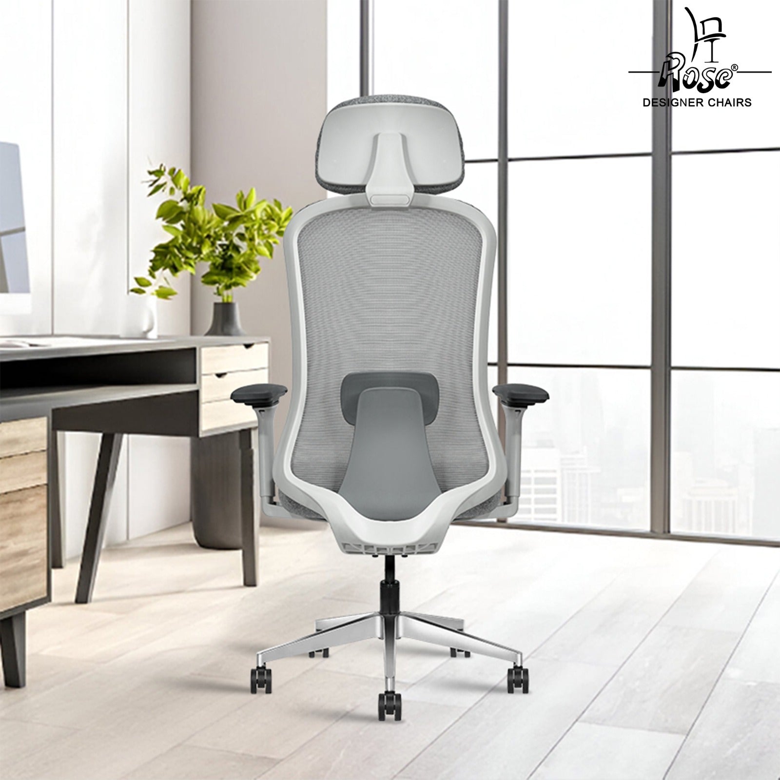 ROSE® Cooper Premium Office Chair (Grey and White) – Rose Designer Chairs