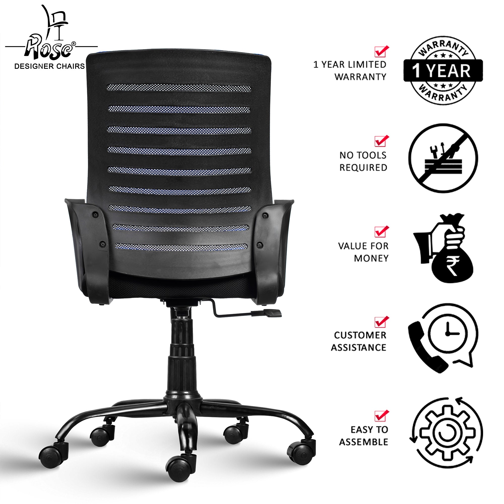 Workstation series Mesh Mid Back – Rose Designer Chairs