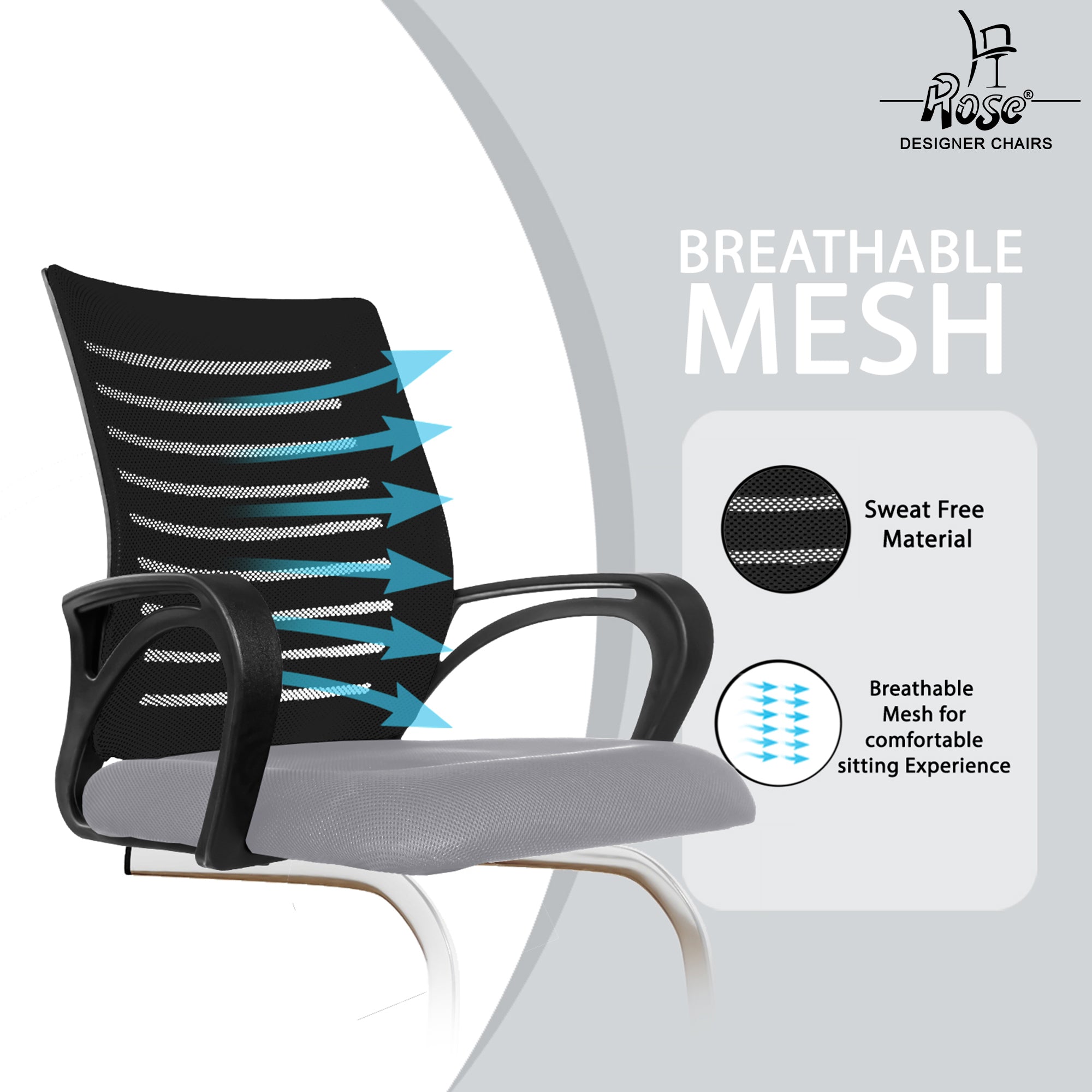 ROSE® Elite Mesh Mid-Back Office Visitor Chair – Rose Designer Chairs